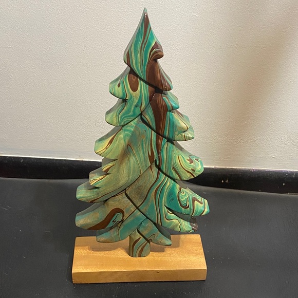 Art | Handcrafted Wooden Tree Sculpture Green And Brown | Poshmark